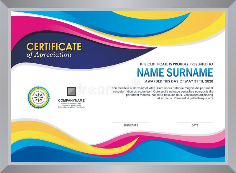 Certificate with Stylish Colorful Wave Design Stock Vector ...