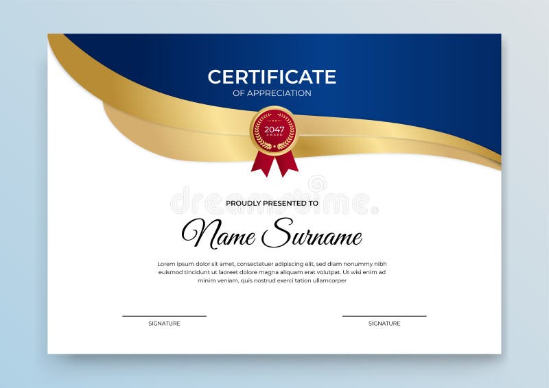 Certificate Template Blue and Gold. Modern Online Course, Diploma ...