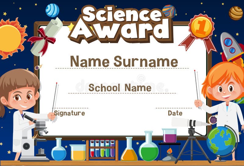 Certificate Template Design for Science Award with Two Kids in Lab ...