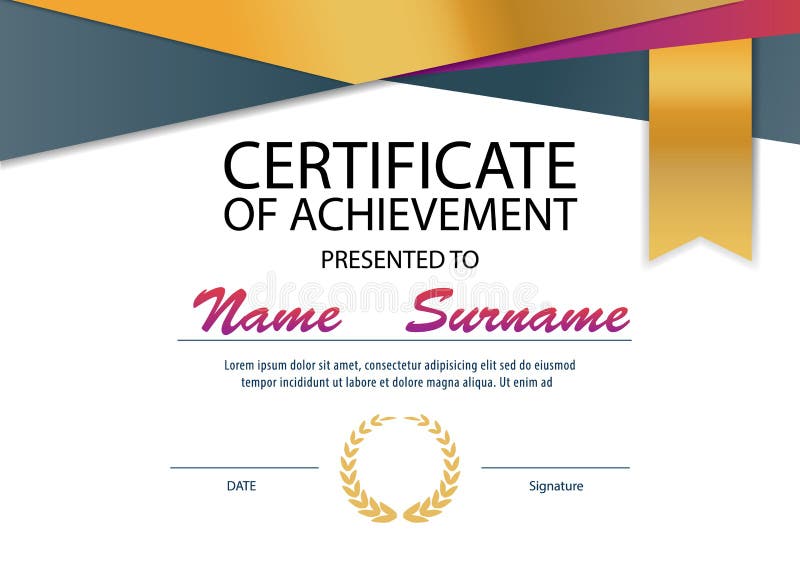 Certificate of Achievement Frame Design Template Layout Template in A4 ...