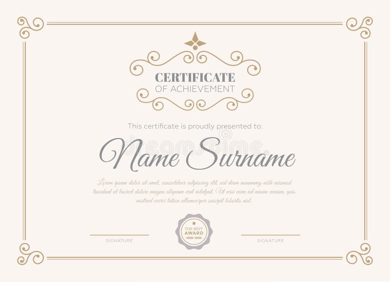 Certificate Template Elegant and Diploma Style Stock Vector ...