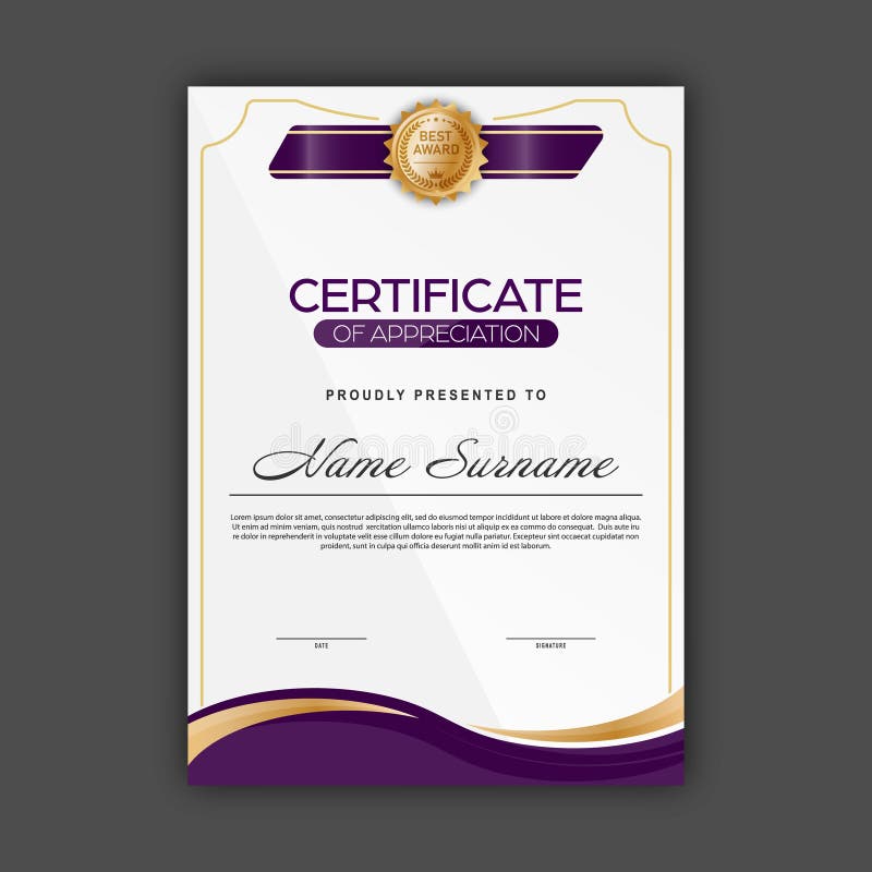 Certificate. the Template of the Form with the Award Badge Stock Vector ...