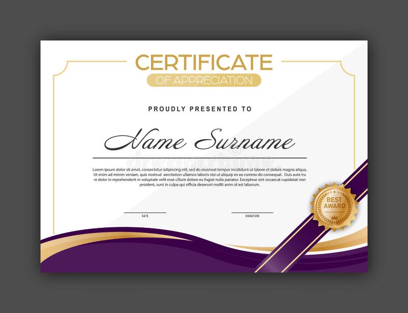 Certificate. the Template of the Form with the Award Badge Stock Vector ...