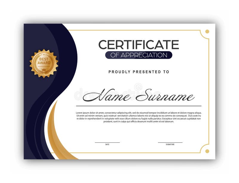 Certificate. the Template of the Form with the Award Badge Stock Vector ...