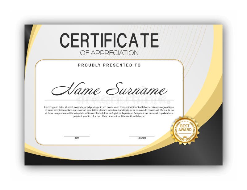 Certificate. the Template of the Form with the Award Badge Stock Vector ...