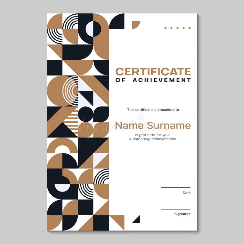 Certificate Template with Golden Geometric Pattern Stock Vector - Illustration of template ...