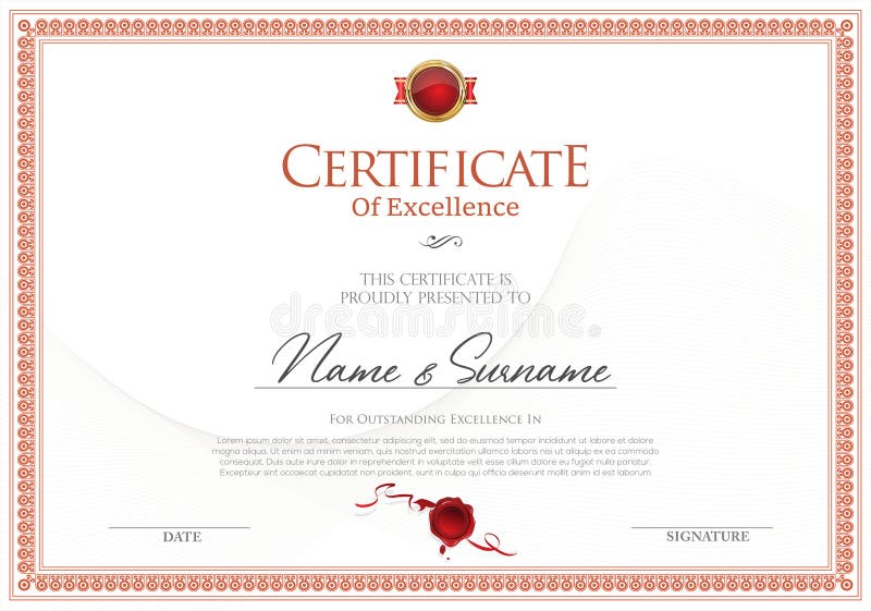 Certificate Template with Golden Seal Vector Illustration Stock Vector - Illustration of success ...