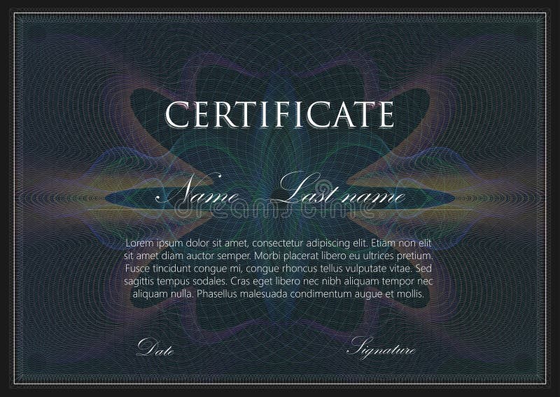 Certificate Template with Guilloche Pattern Stock Vector - Illustration ...