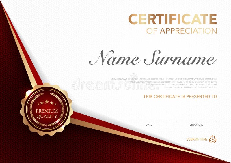 Certificate Template Red and Gold Luxury Style Image. Diploma of ...