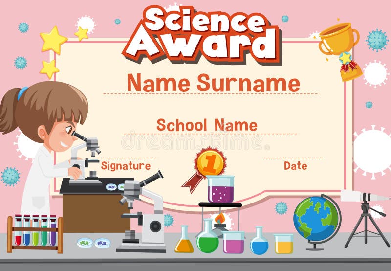 Certificate Template for Science Award with Kid in the Lab Background ...