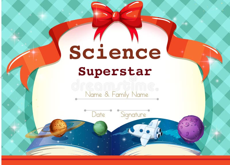 Certificate with Science Objects in Background Stock Vector ...