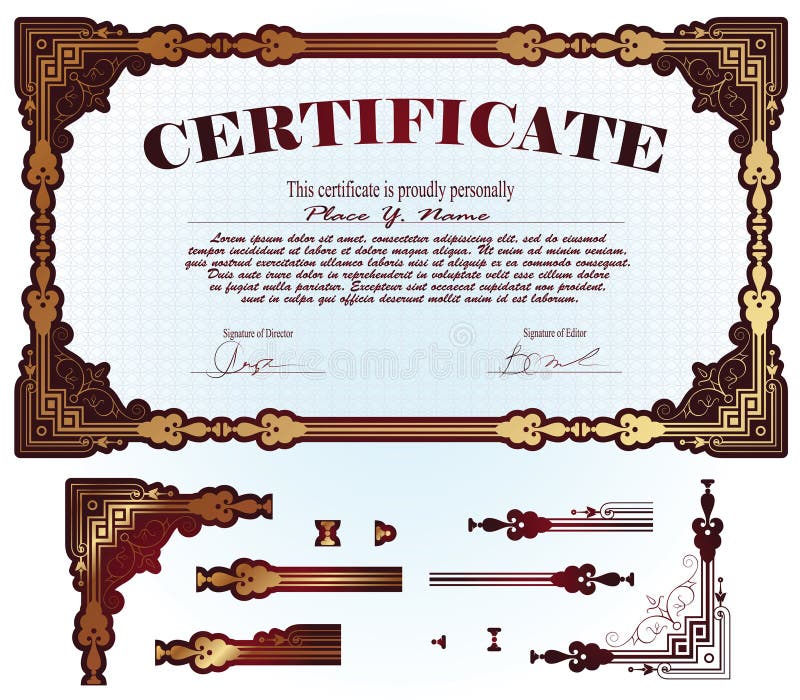 Gold Gift Certificate (Voucher) Template. Pattern Stock Vector ...