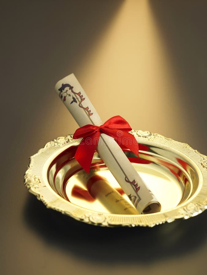 Certificate on the tray stock image. Image of success - 48461591