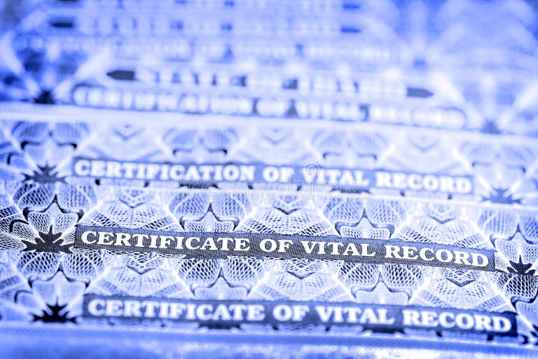 Certificate of Vital Records for Birth Official Documents Stock Photo ...