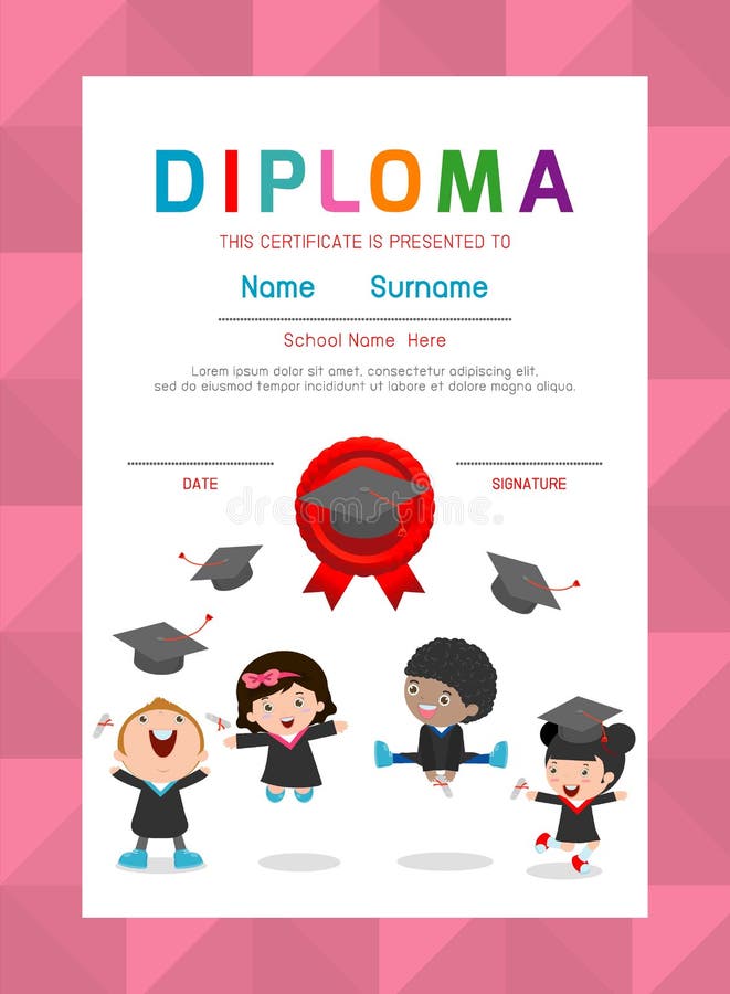 Certificates Kindergarten and Elementary, Preschool Kids Diploma ...