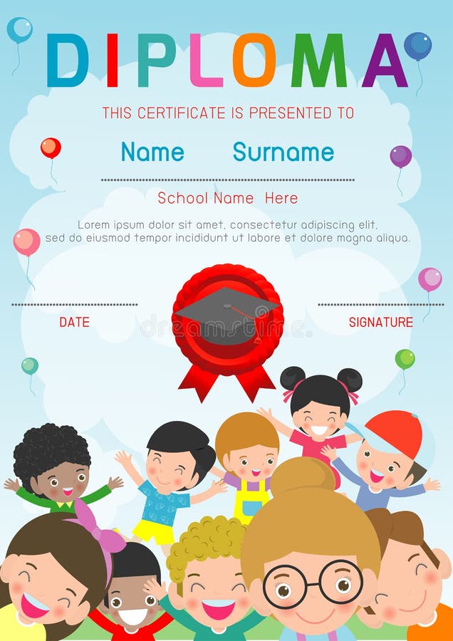 Certificates Kindergarten and Elementary, Preschool Kids Diploma ...