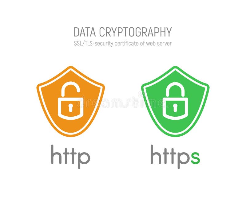 Illustrazione Vettoriale Dei Certificati Di Sicurezza Http E Https Protocolli Web Browser: Icone ...