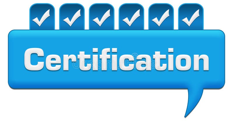 Certification Blue Comment with Tick Mark on Top Stock Illustration ...