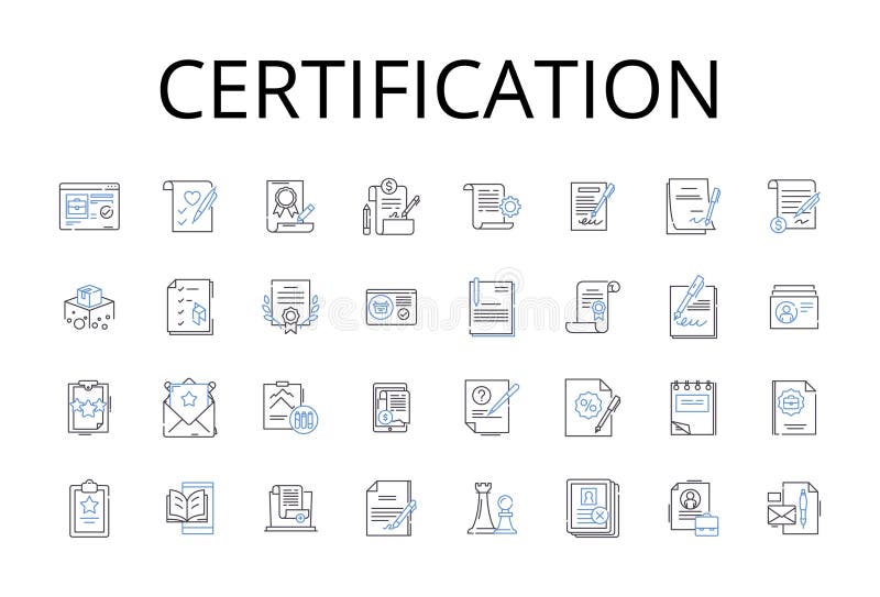 Certification Line Icons Collection. Approval, Accreditation ...