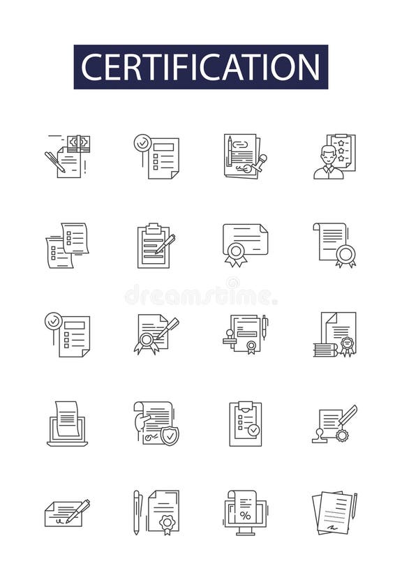 Certification Line Vector Icons and Signs. Authorization, Certification ...