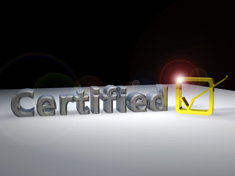 Certified 3D Text stock illustration. Illustration of background - 8836007
