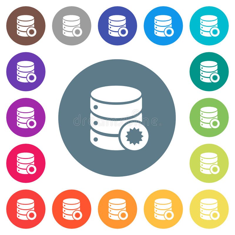 Certified Database Flat White Icons on Round Color Backgrounds Stock ...
