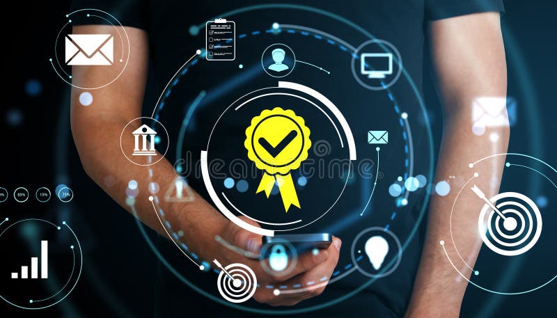 Certified Digital Service Concept with User Accessing Smartphone ...