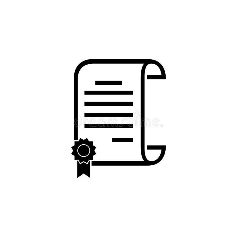 Certified Document Icon in Black and White, Symbolizing Verification ...
