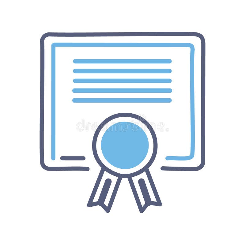 Certified Document Icon. Hand Drawn Illustration of a Certified ...