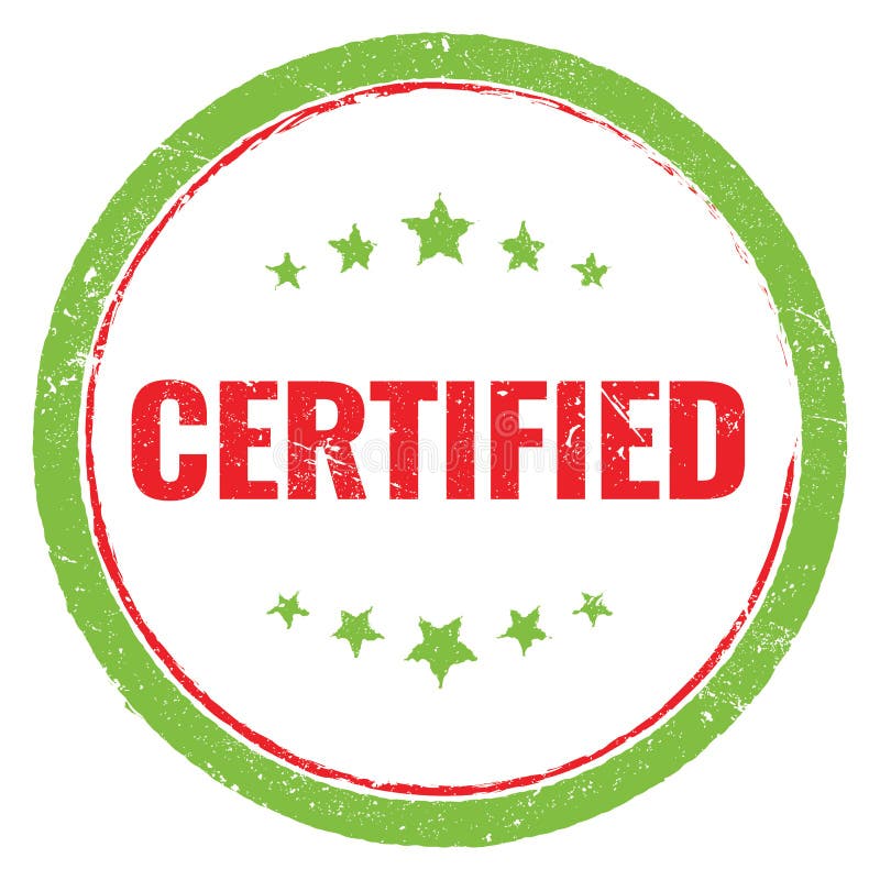 Certified Green Stamp with Tick Icon Isolated on White Background ...