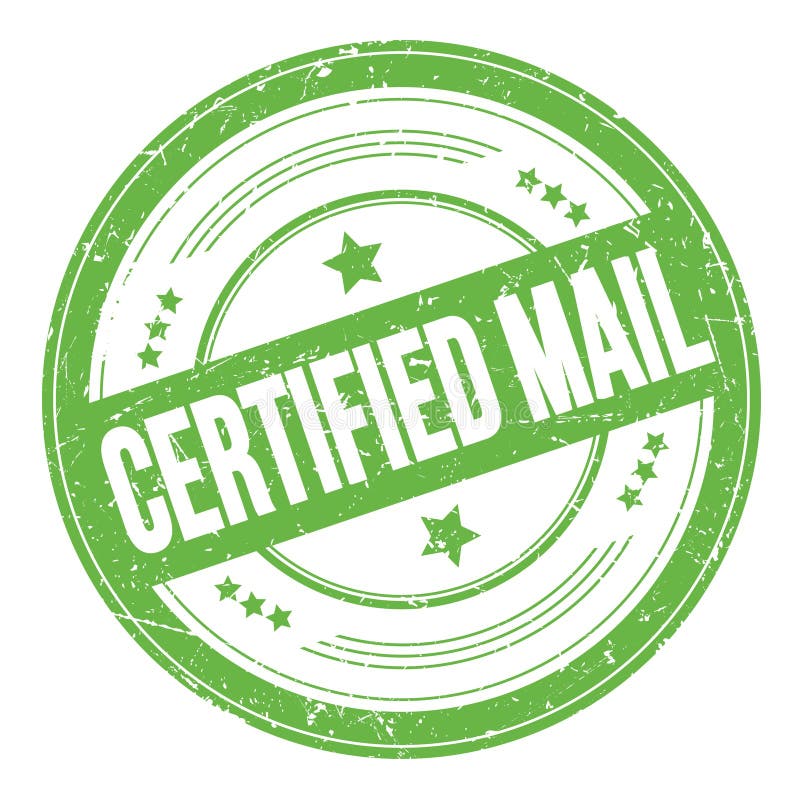 CERTIFIED MAIL Text on Green Round Grungy Stamp Stock Illustration ...