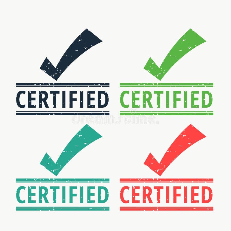 Certified Rubber Stamp with Check Mark Stock Vector - Illustration of ...