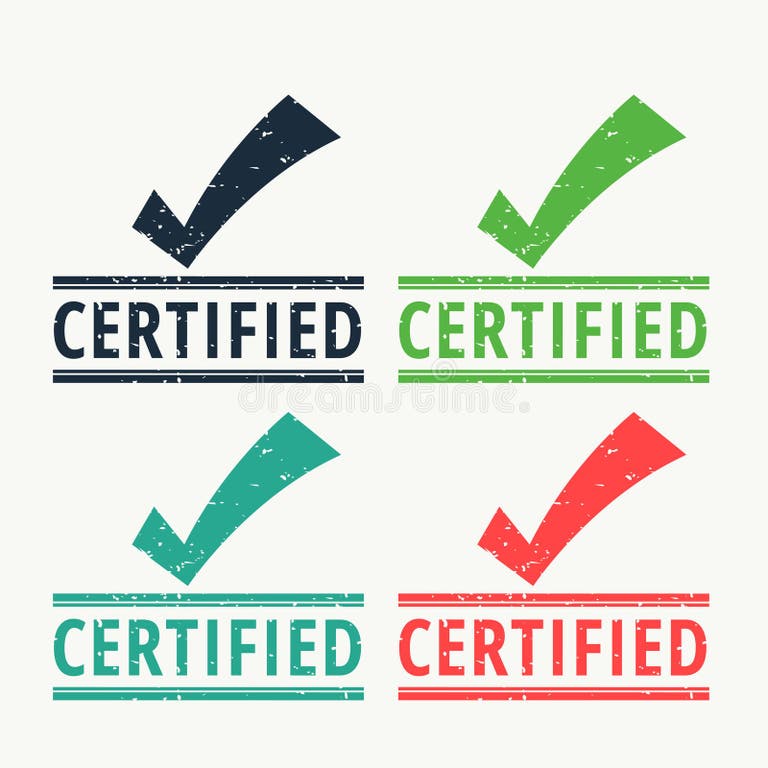 Certified Rubber Stamp with Check Mark Stock Vector - Illustration of ...