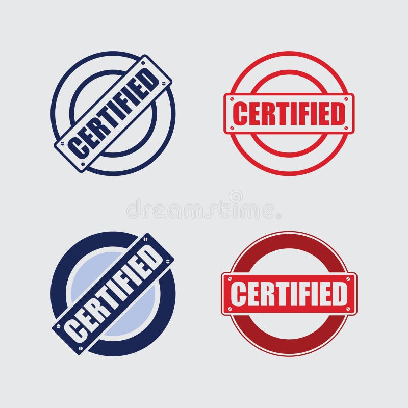 Certified Rubber Stamp Set Grunge Red Black Badge with Certified Text ...