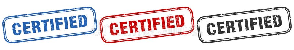 Certified Square Isolated Sign Set. Certified Stamp Stock Vector ...