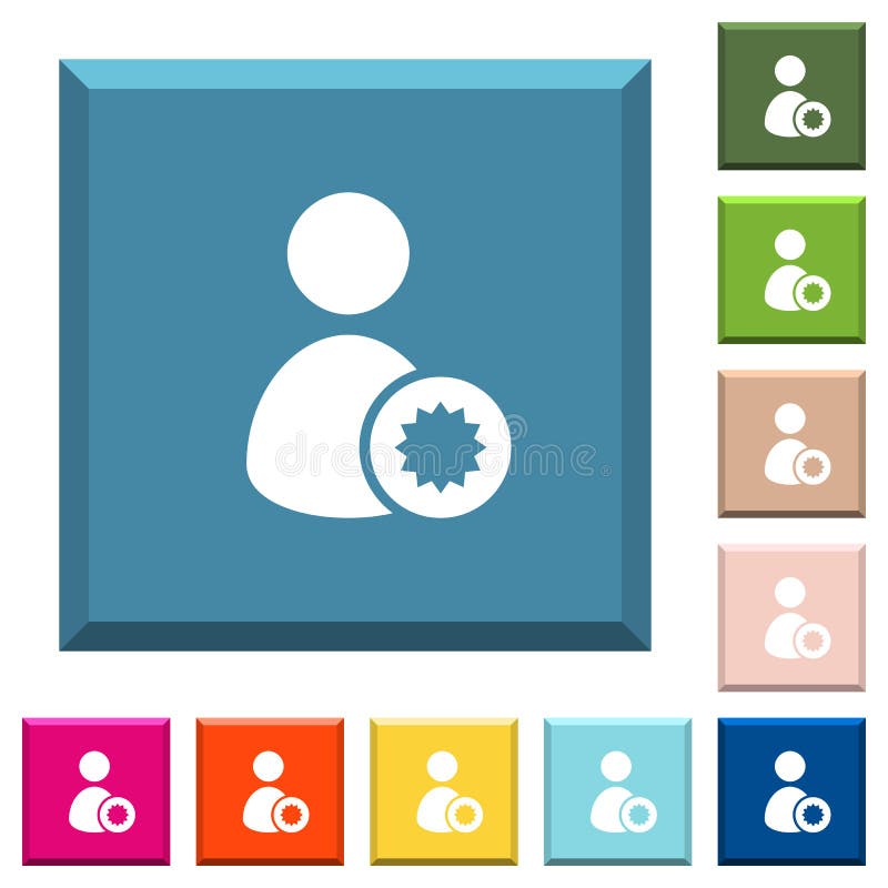 Certified User White Icons on Edged Square Buttons Stock Vector ...