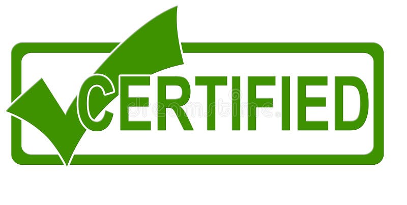 Certified Word with Red Check Mark Isolated Stock Illustration ...
