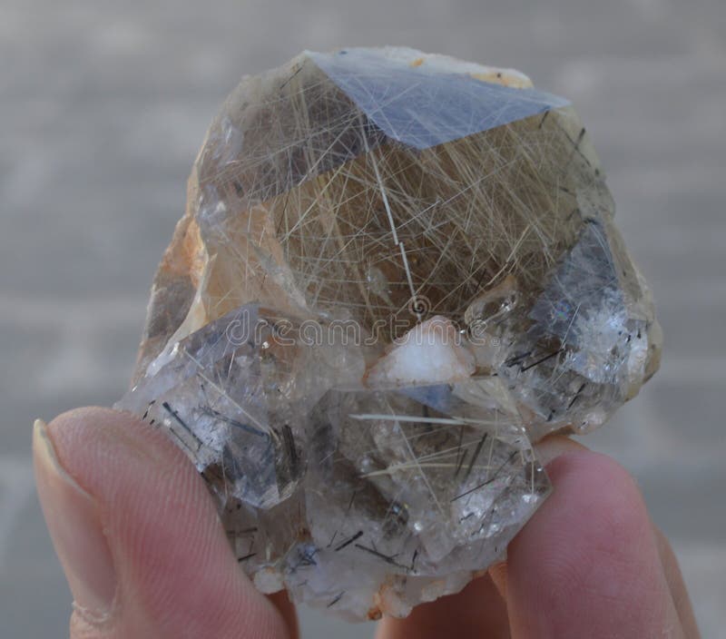 Cervantite and Stibnite Inclusion in Quartz Stock Image - Image of ...