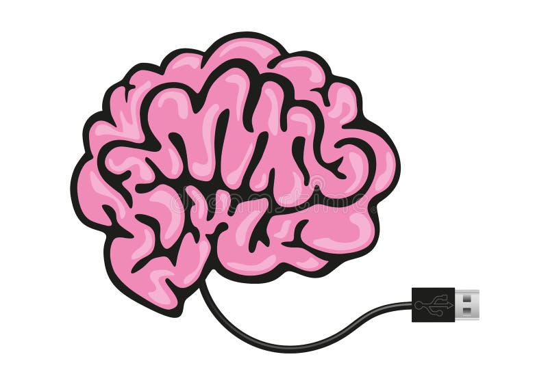 A USB Stick Connected To a Brain. Stock Vector - Illustration of ...