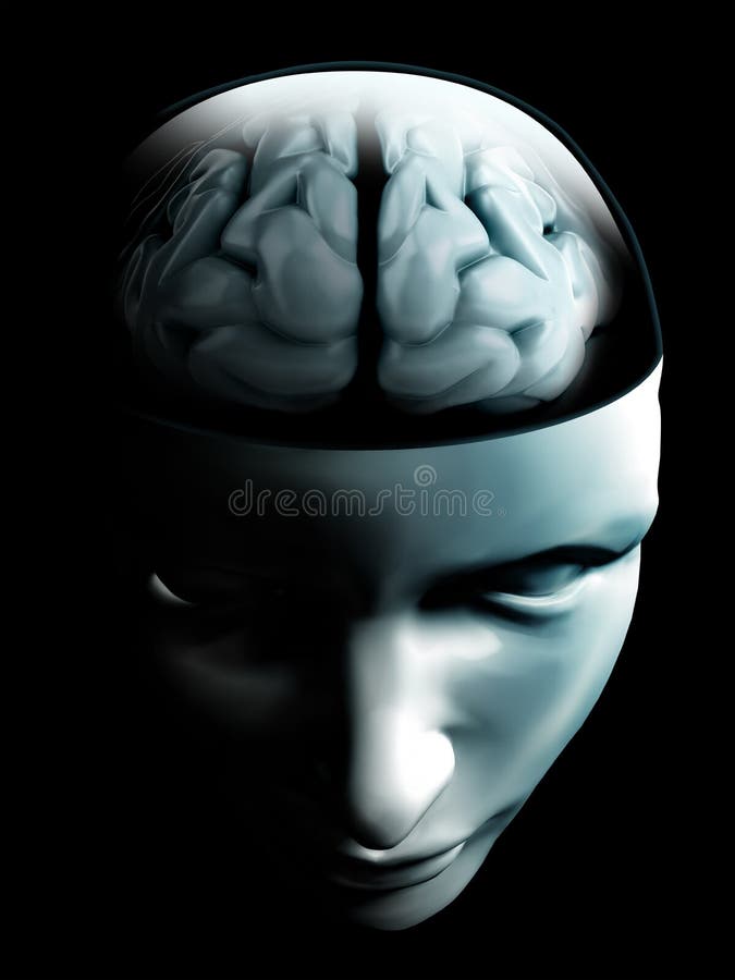 Cerveau Sur Le Visage Humain Ouvert Illustration Stock - Illustration ...
