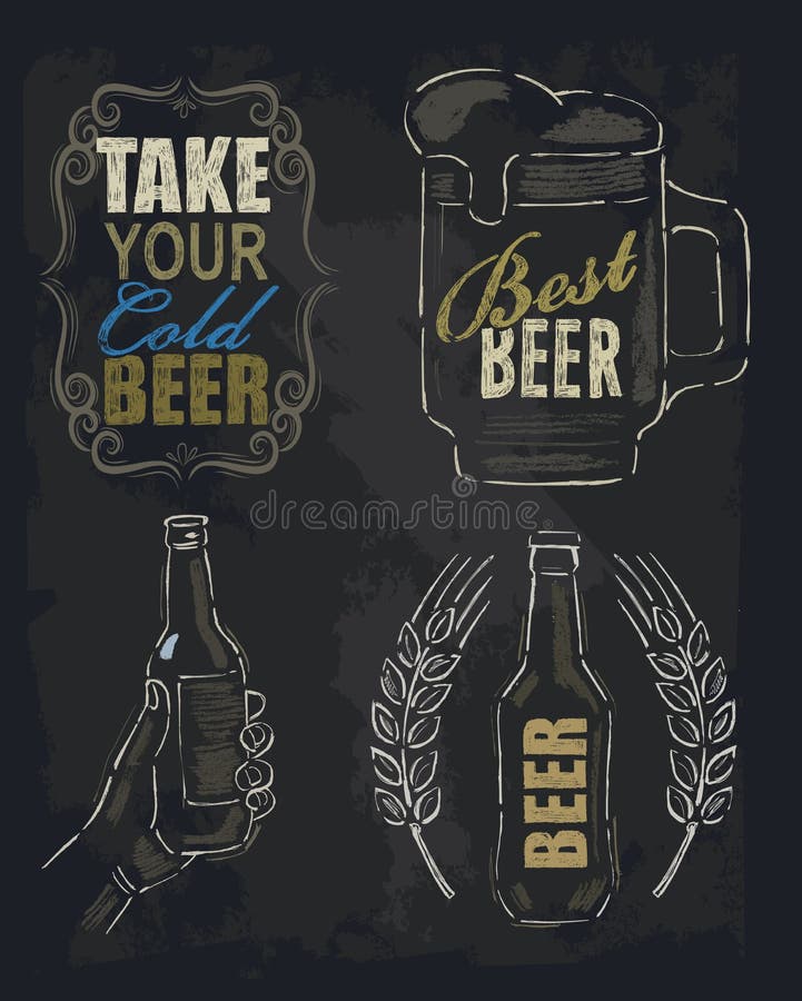 Cerveza de la tiza ilustración del vector. Ilustración de ornamento ...