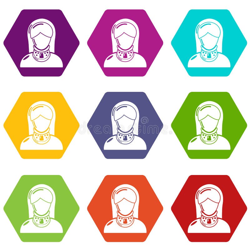 Cervical Retainer Icons Set 9 Vector Stock Vector - Illustration of ...