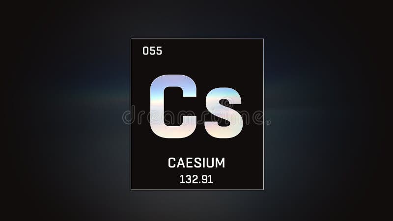 Cesium As Element 55 Of The Periodic Table 3D Illustration On Grey ...