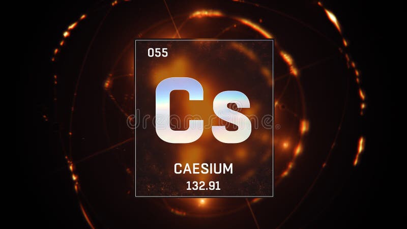Cesium As Element 55 of the Periodic Table 3D Illustration on Green ...
