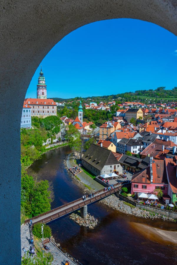 Cesky Krumlov Castle Overlooking Vltava River, Czech Republic Editorial Photography - Image of ...