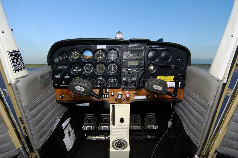 Cessna 172 Cockpit Airplane Flight Instrument Panel with Pilot ...