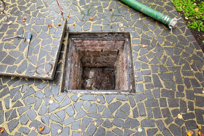 The Cesspool overflows stock image. Image of mesh, drainage - 282278047