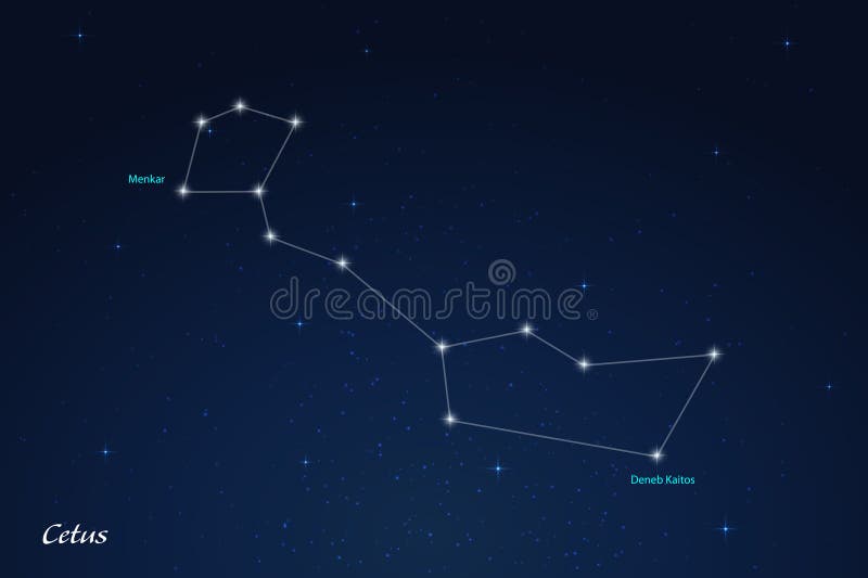 Cetus Constellation with Star Names in Night Sky Stock Vector ...