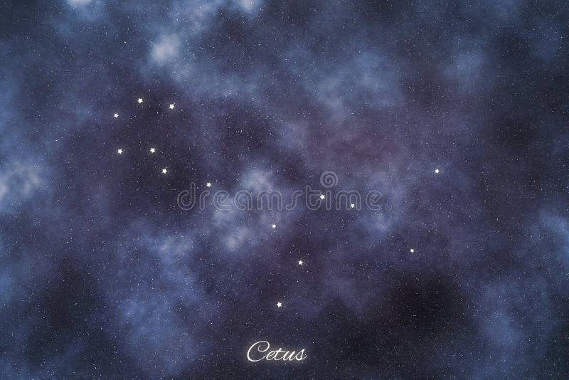 Cetus Star Constellation, Brightest Stars, Whale Constellation Stock ...