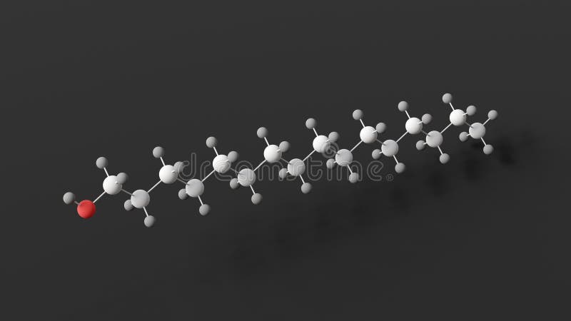 Cetyl Alcohol Molecule, Molecular Structure, Palmityl Alcohol, Ball and ...